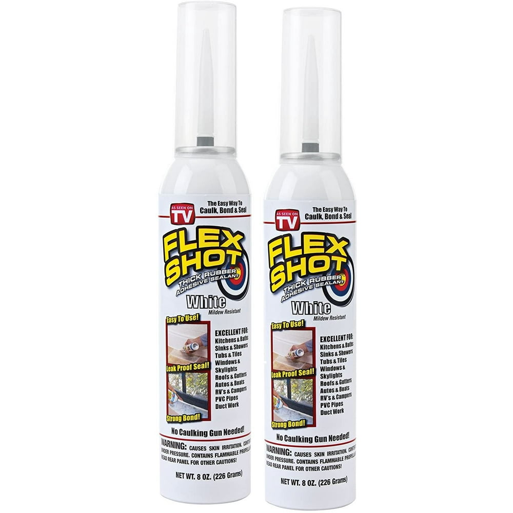 Flex Shot Rubber Adhesive Sealant Caulk, 8-oz, Almond 2 PackMildew ...
