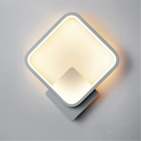 FanShow 12W LED Indoor Wall Light, White Square Design Wall Light, Warm ...