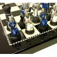 Medieval Times Crusades RED BLUE Maltese Knight Chess Set 17" Mosaic ...