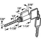 Slide-co Sliding glass door keyed cylinder lock, 1-1/4 in., 2 keys ...
