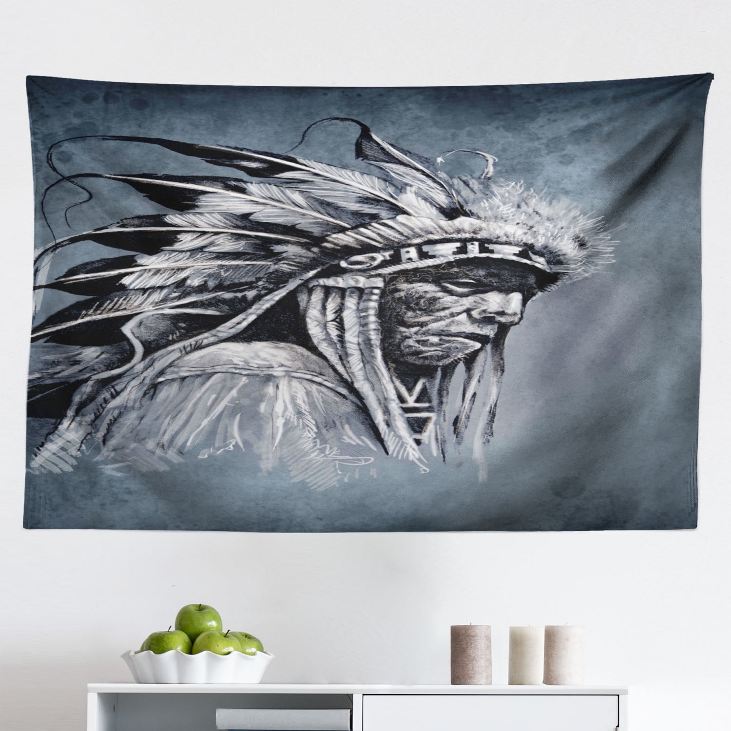 Retro Tapestry, Funky Abstract Motif Half Circular Inner Round Forms ...