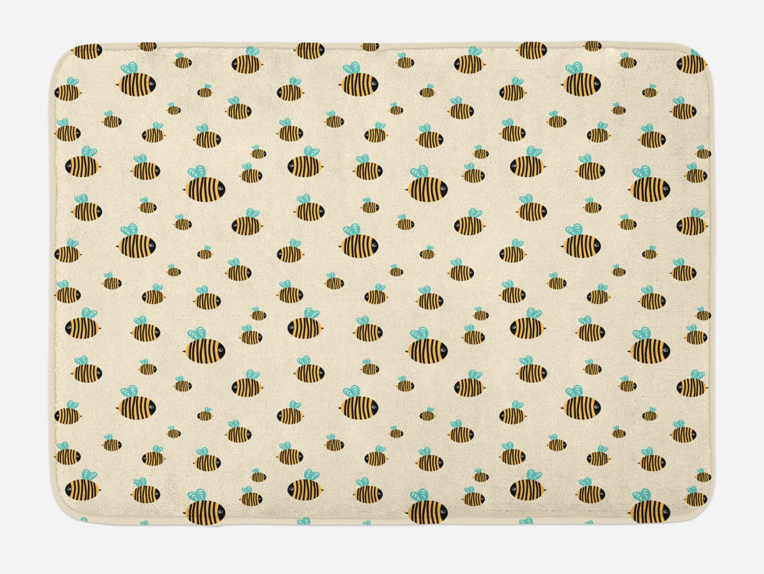 Bee Bath Mat, Flying Fat Bumble Bees Theme on Plain Background with ...