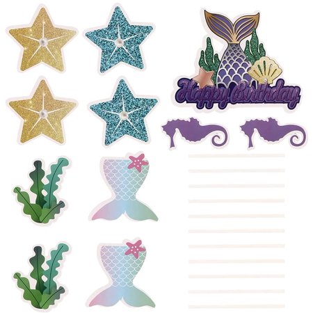 Mermaid Tail Cake Toppers Mermaid Tail Cupcake Toppers Glitter Shell ...