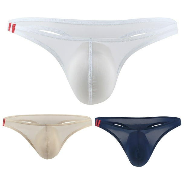 Farfi Sexy Men Solid Color U Convex Bulge Pouch T Back Thong Briefs Low