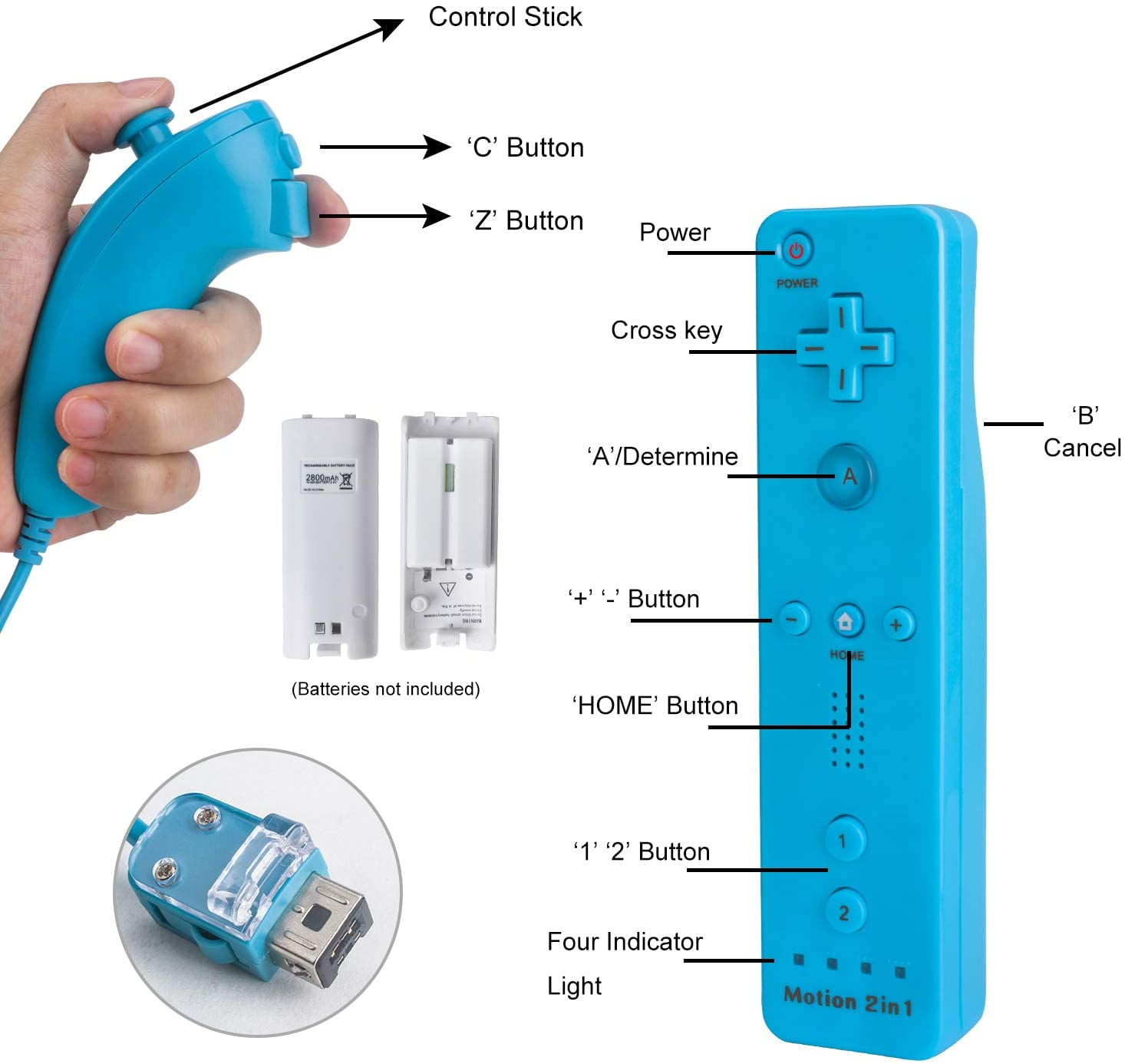 Buy TechKen Wii Controller, Set of 2 Wii Remote with Nunchuck Online at Lowest Price in India ...
