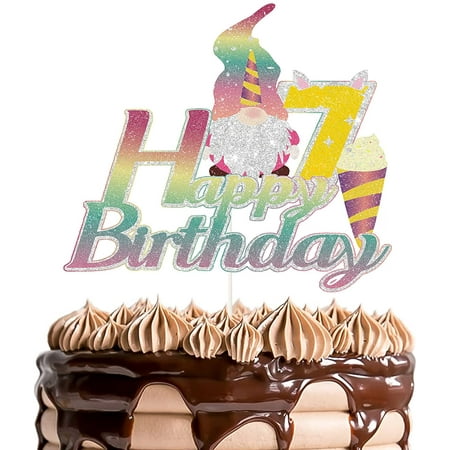 Happy 7th Birthday Cake Topper Unicorn,Color Girl Seven Years Old ...