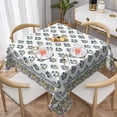 Blue Green Block Floral Square Tablecloth 60 Inch Vintage Floral Spring ...