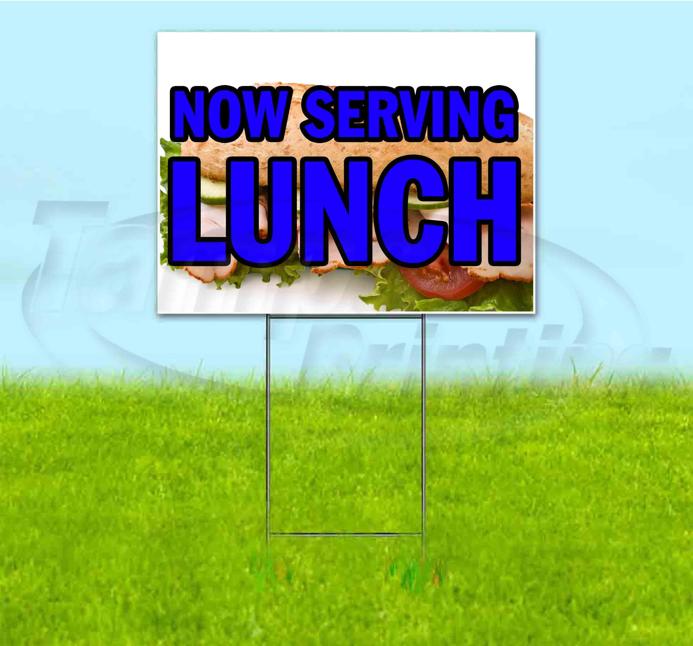 Now Serving Lunch (18" x 24") Yard Sign, Includes Metal Step Stake ...