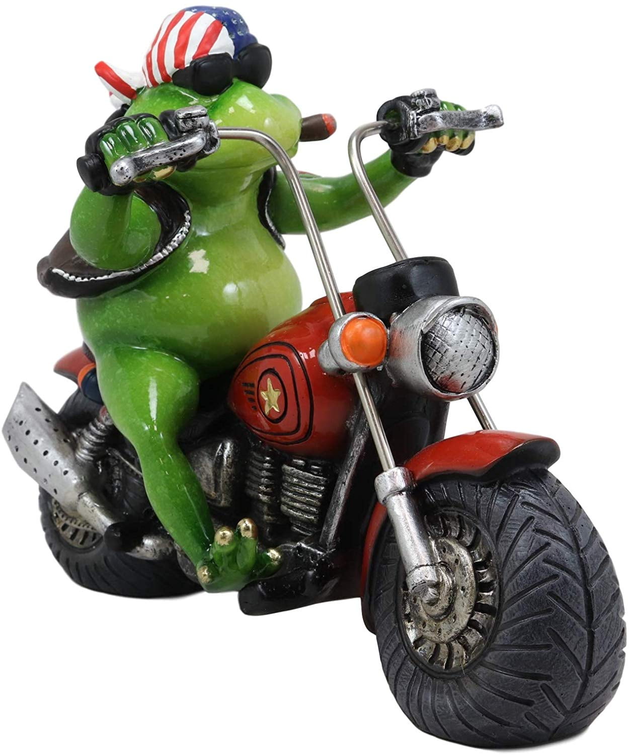 Ebros 10" Long Born to Ride Freedom Patriotic USA Frog Riding Red ...