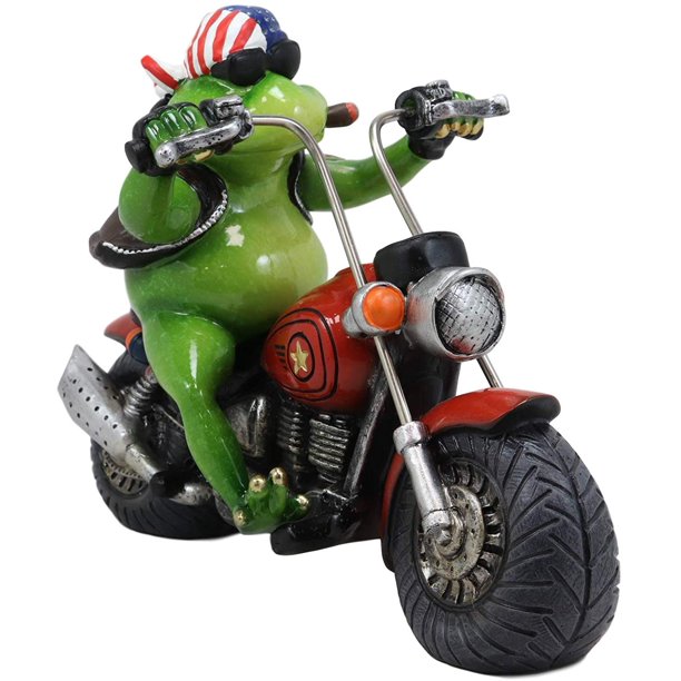 Ebros 10" Long Born to Ride Freedom Patriotic USA Frog Riding Red ...