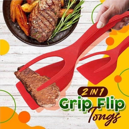 fastboy 2-in-1 Spatula Tongs Silicone Multifunctional Smooth Kitchen ...