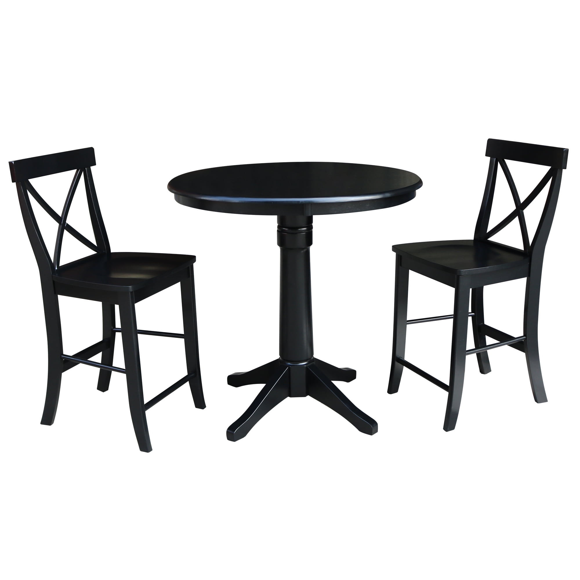 International Concepts 3 Piece Solid Wood Counter Height Dining Set
