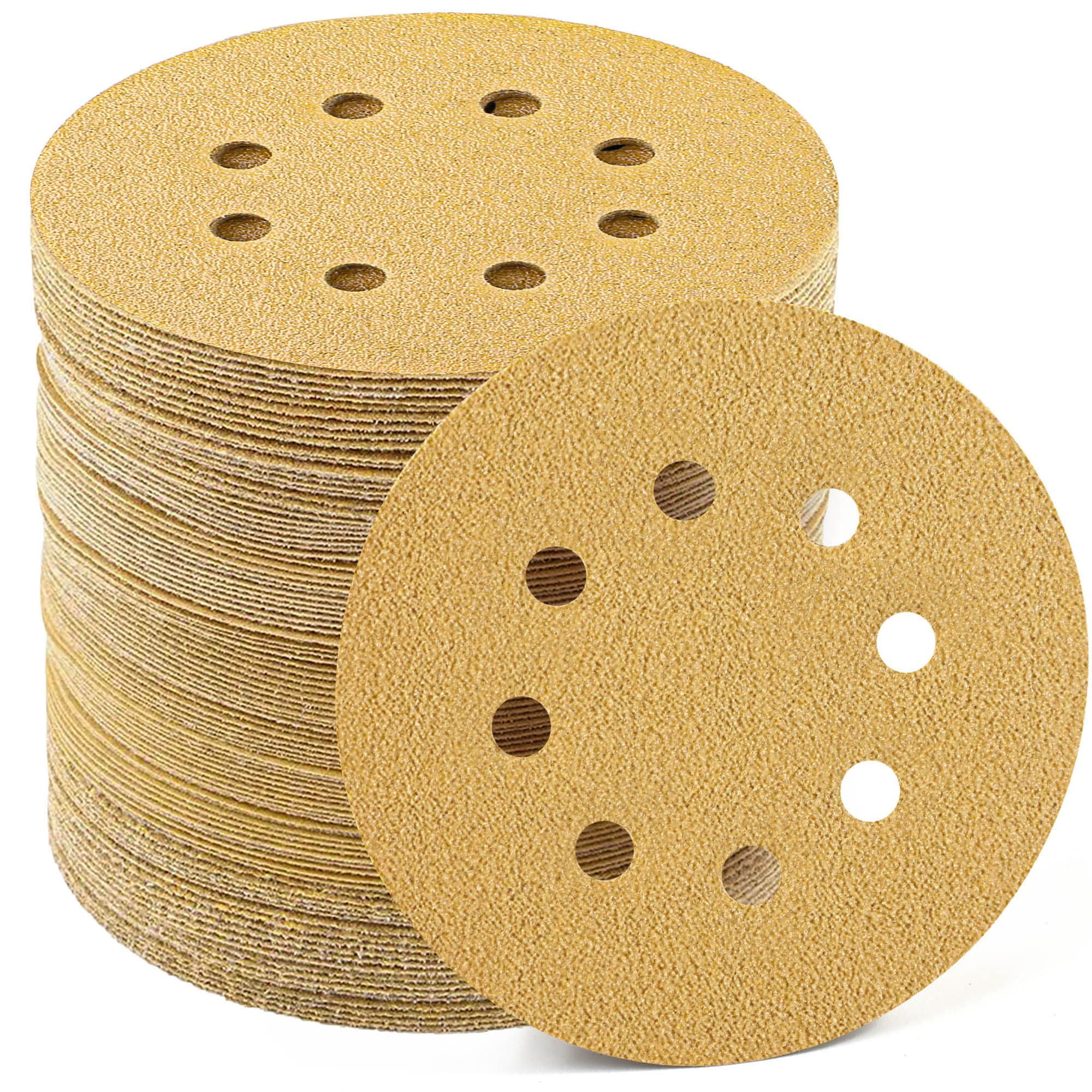 LotFancy 100Pcs 5 in 8-Hole 60 Grit Hook-and-Loop Sanding Disc ...