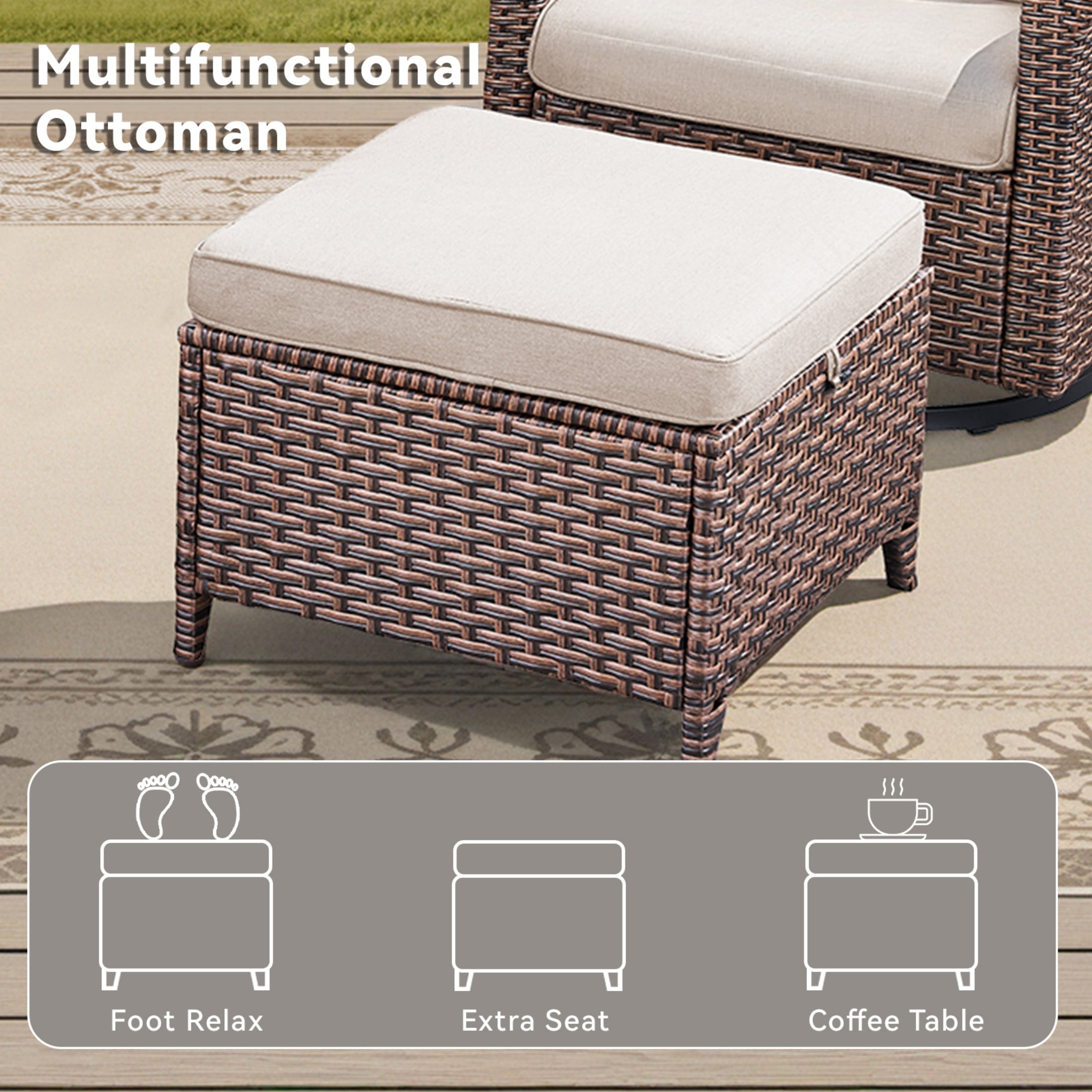 Yeahumalia 5 Pieces Outdoor Furniture with Rocking Swivel Yeahumalia 5 Pieces Outdoor Furniture with Rocking Swivel