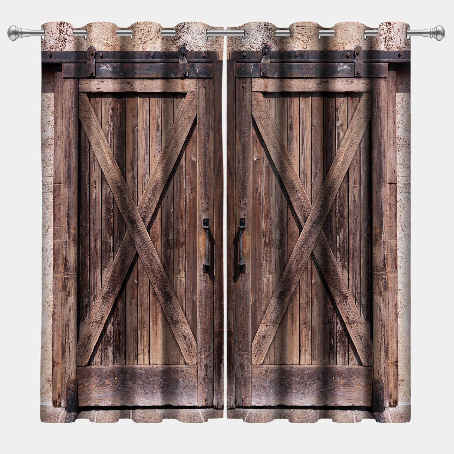 GCKG Vintage Rustic Knotty Old Barn Wood Window Curtain Kitchen Curtain ...