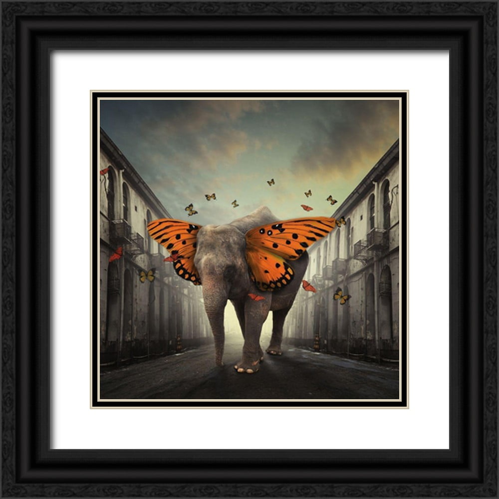 Hardibudi 12x12 Black Ornate Wood Framed with Double Matting Museum Art ...