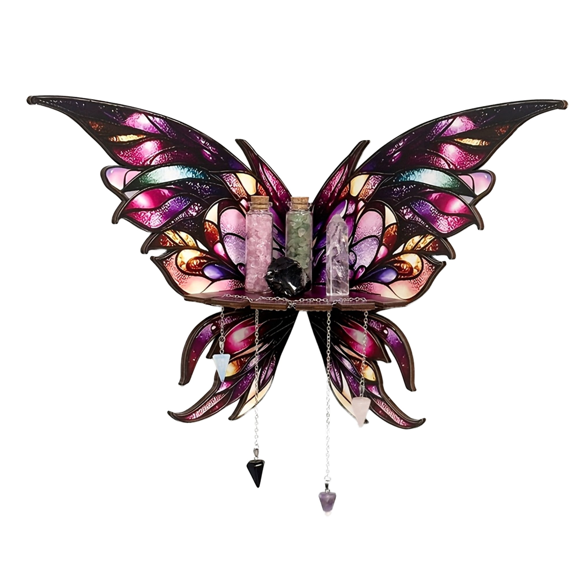 TheFound Butterfly Wall Corner Shelf Crystal Display Shelf Wooden ...