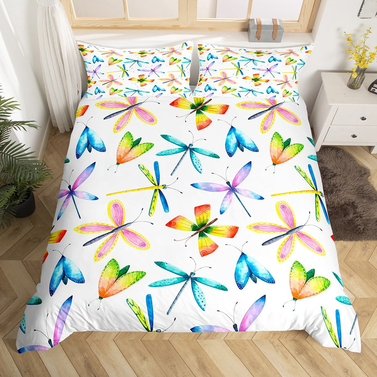Dragonflies Duvet Cover Butterfly Bedding Set Dragonfly Decor,Butterfly ...