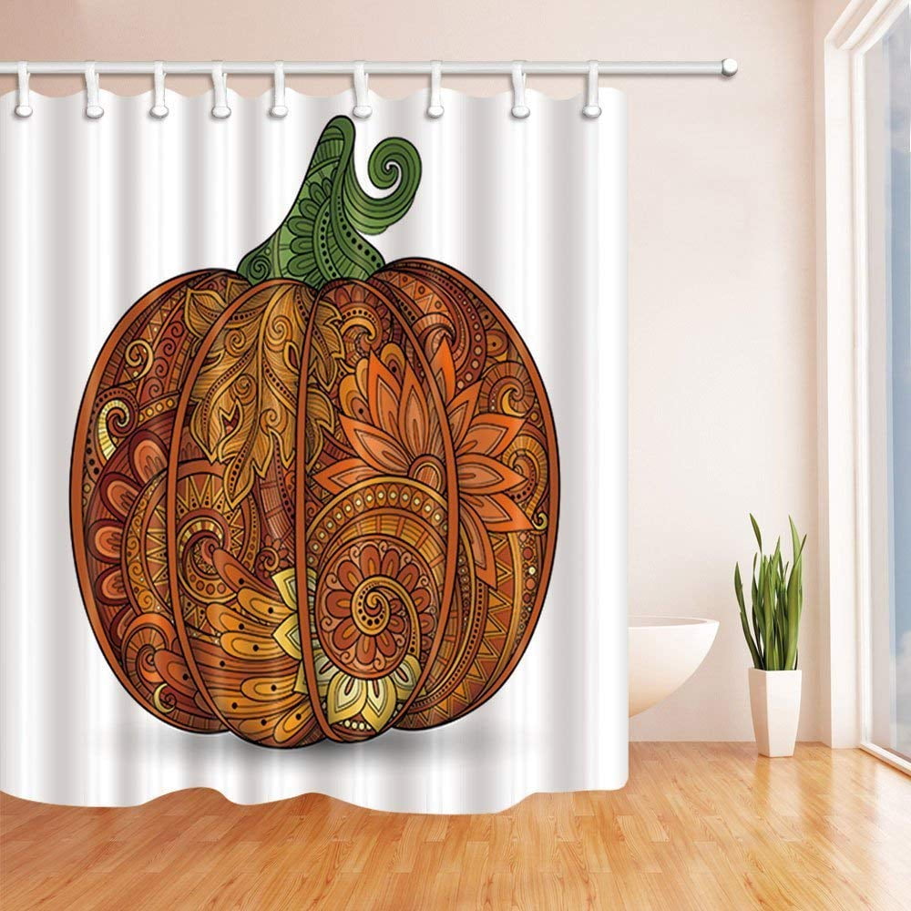 Bpbop Halloween Pumpkin With Beautiful Pattern Polyester Fabric Bath