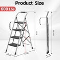 Step Ladder Foldable Folding Stool - for Home Adults Kitchen 4 Stepping ...