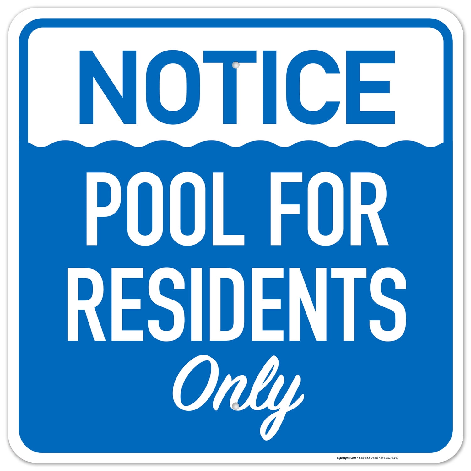 Notice Pool For Residents Only Sign, Pool Sign - Walmart.com