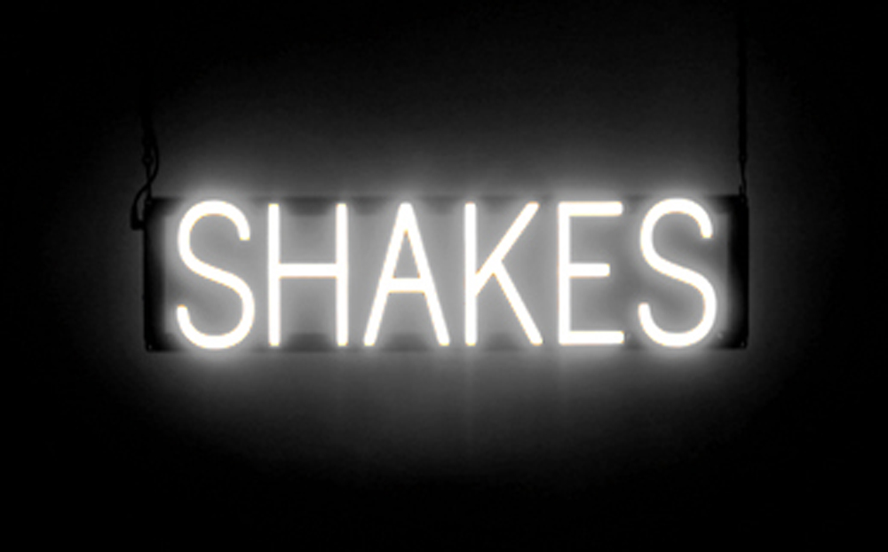 SpellBrite SHAKES LED Sign for Business. 24.0" x 6.3" White SHAKES Sign ...