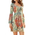 Zxzy Womens Boho Style Long Sleeve Beach Summer Floral Print Vintage
