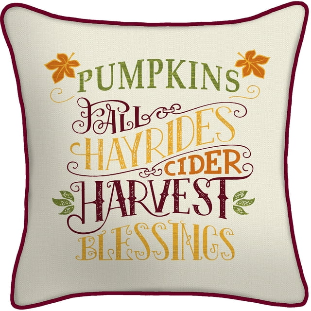 Mainstays Brand 16" Square Harvest Blessing Outdoor Throw Pillows with ...