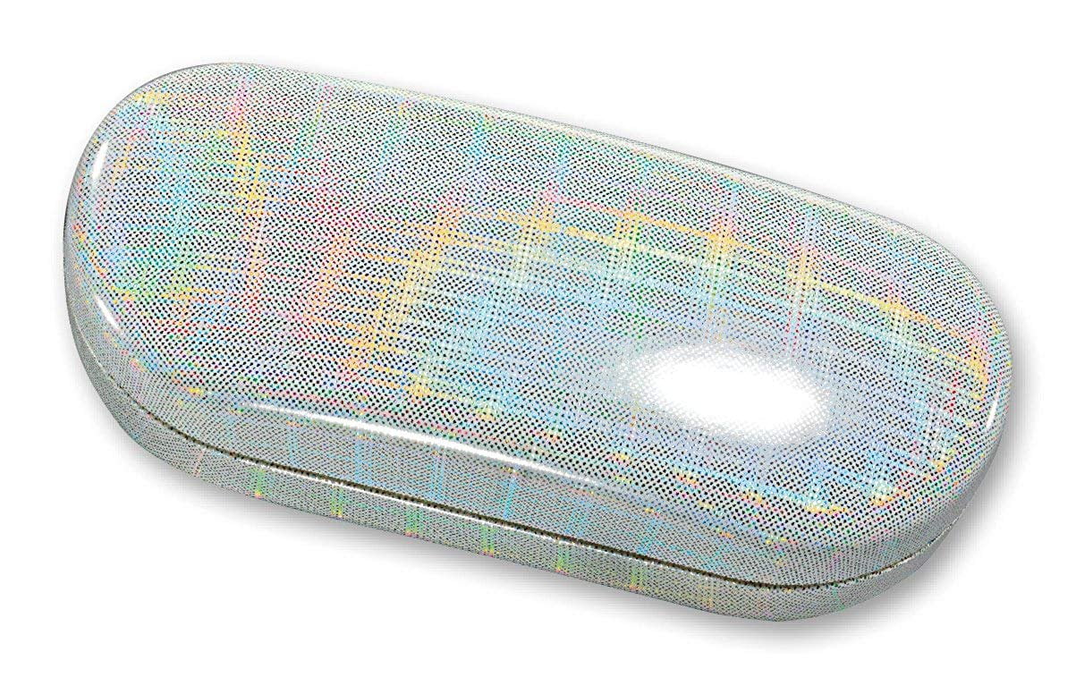 Large Hard Shell Eyeglass Case For Women And Men Glossy Prismatic Finish White