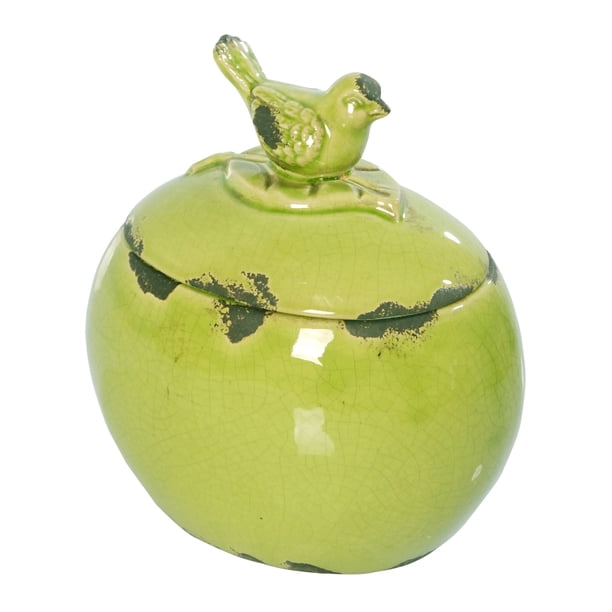 Green Bird Lidded Ceramic Jar 6.5"X5"X7" - Walmart.com