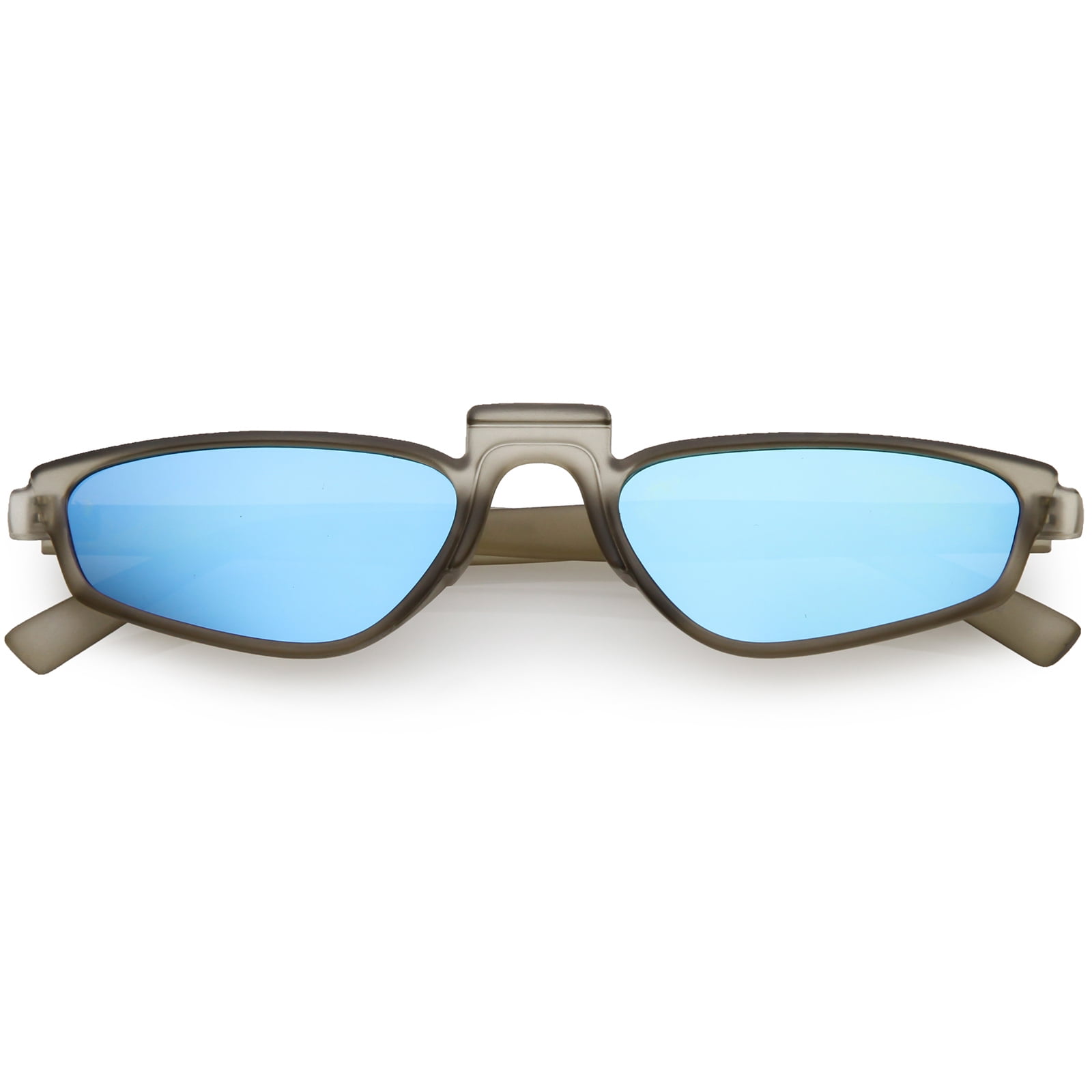 Geometric Square Raised Nose Bridge Mirrored Lens Rectangle Sunglasses ...