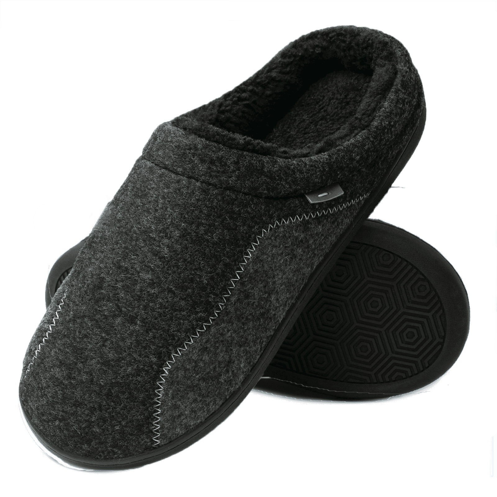 Men's House Slipper Memory Foam Slip On Bedroom Shoes Size 9-10, Black ...