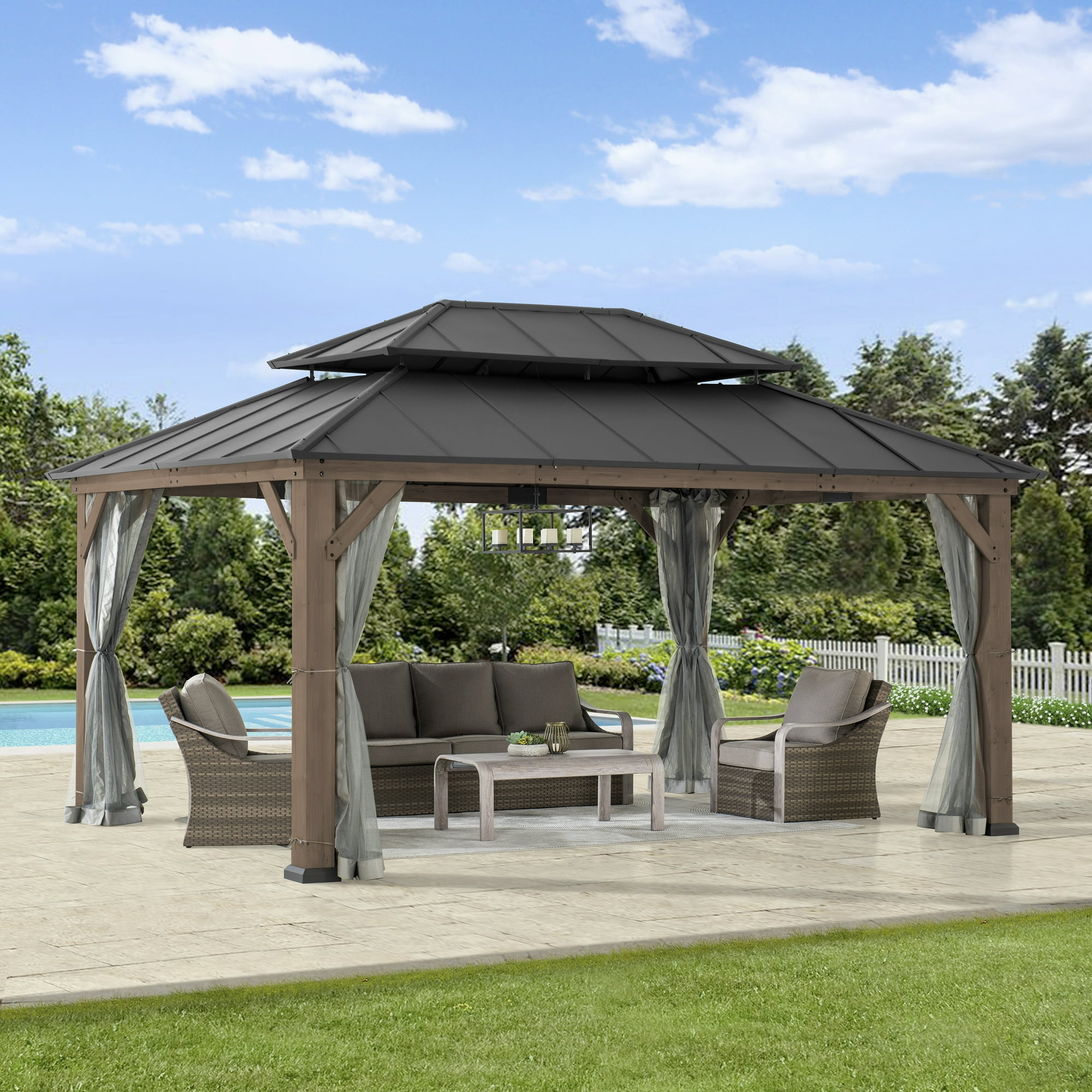 Click here for Sunjoy Group Sunjoy 12x16 Ft. Wood Gazebo  Outdoor... prices