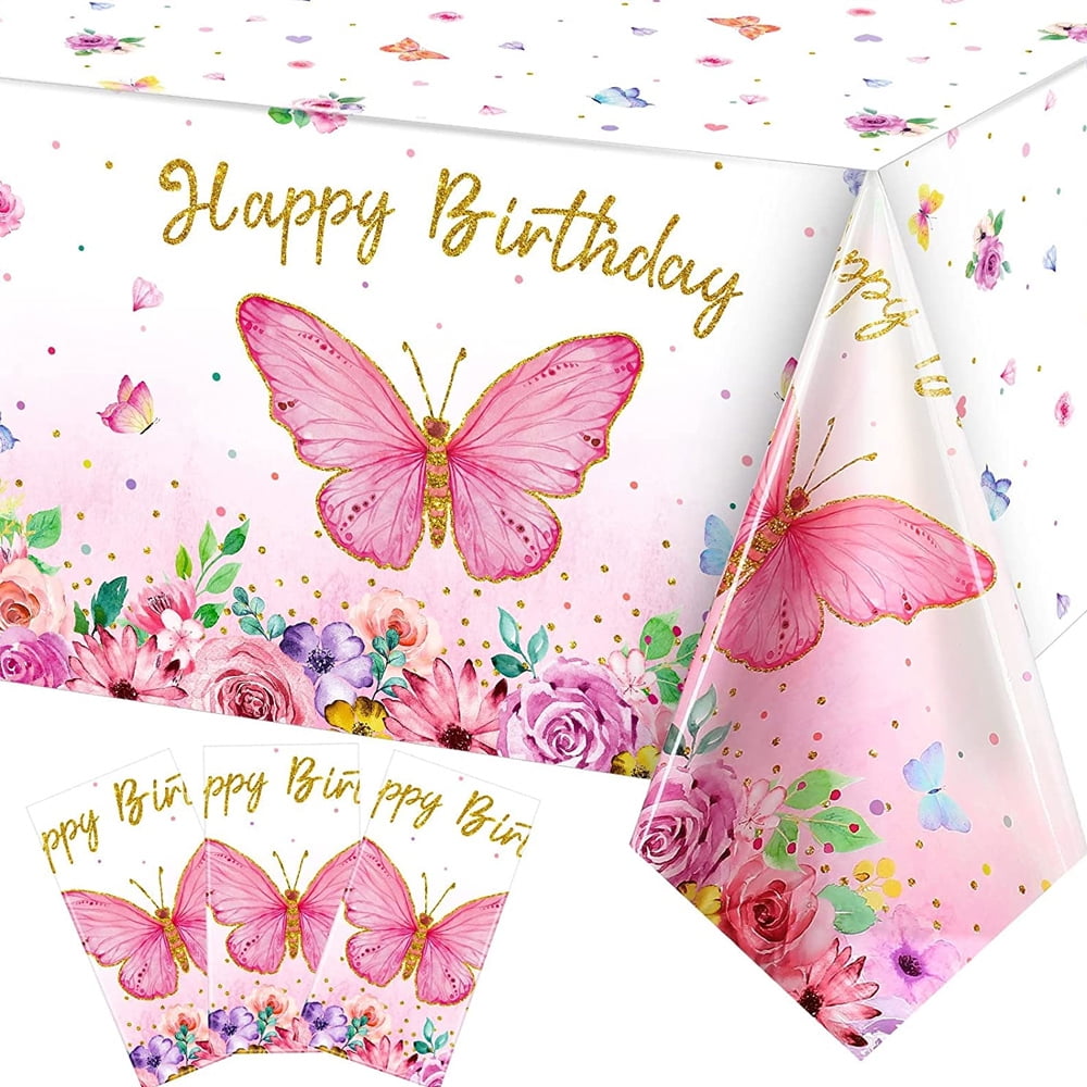 Butterfly Birthday Tablecloth, Butterfly Party Decoration Rectangular ...