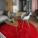 Junovo Circular Fuzzy Area Rug for Kids, Plush Shaggy Carpet for ...