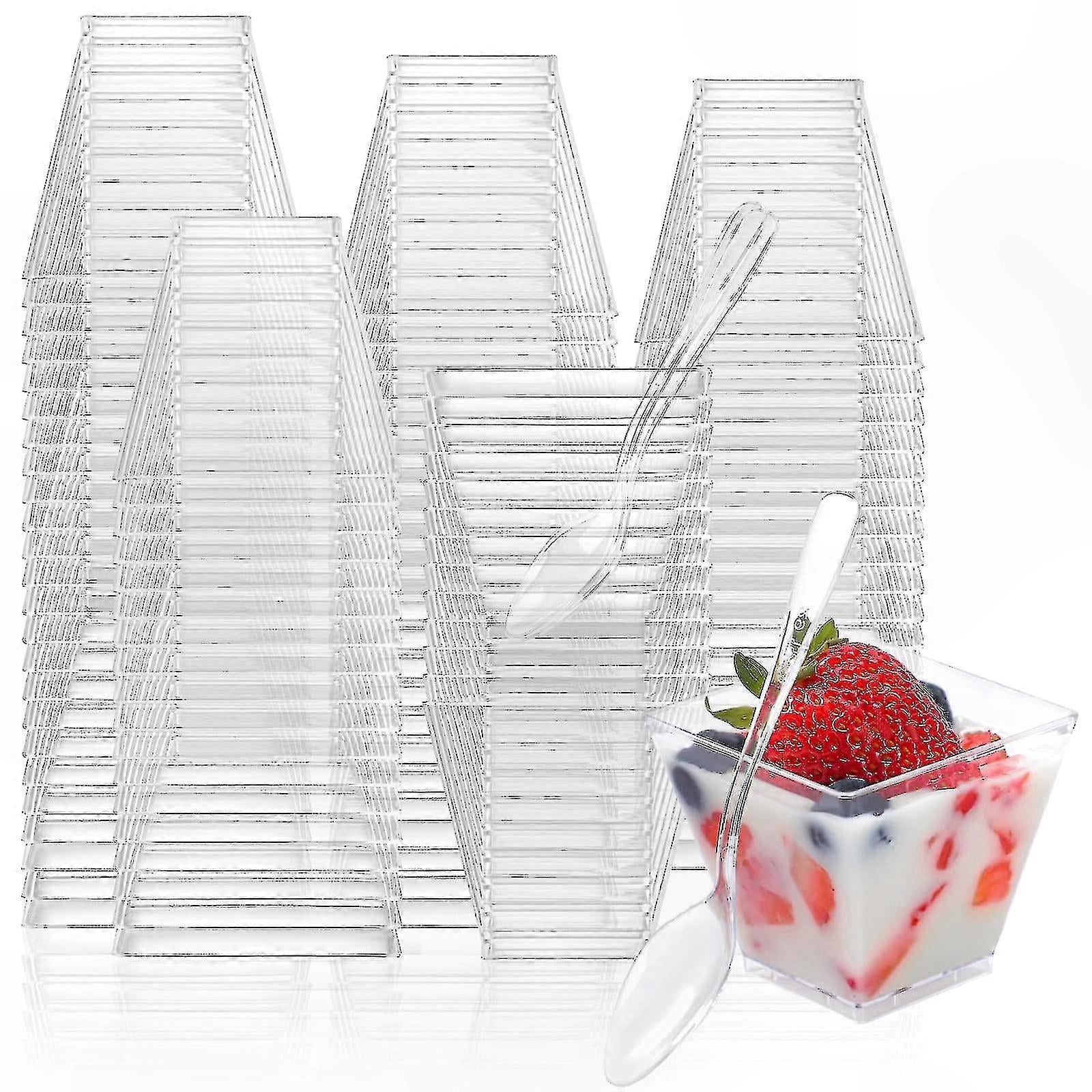 100 Count 2oz Mini Plastic Cups for Desserts, Shooters, Pudding, Fruit ...