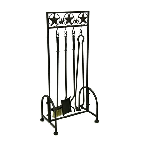 Western Stars Rustic Brown Metal 5 Piece Fireplace Tool Set | Walmart ...