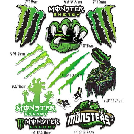 FG132Racing Car Motorcycle Monster Energy Stickers Helmet Decals For ...