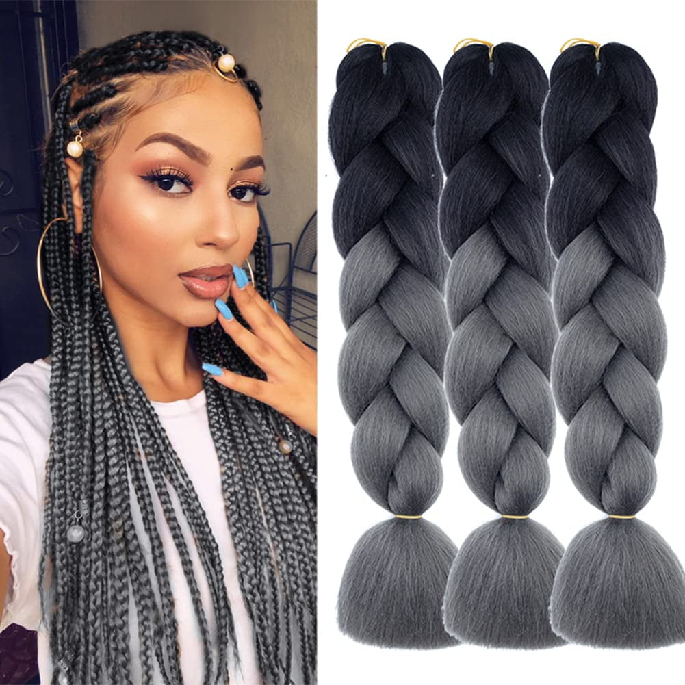 Ombre Braiding Hair Extensions 24 Inch 3 Packs Synthetic High ...