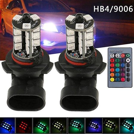 2 Pcs 9006 H4 HB4 H7 H8 H9 H11 Universal Auto RGB Atmosphere Lamp 5050 ...