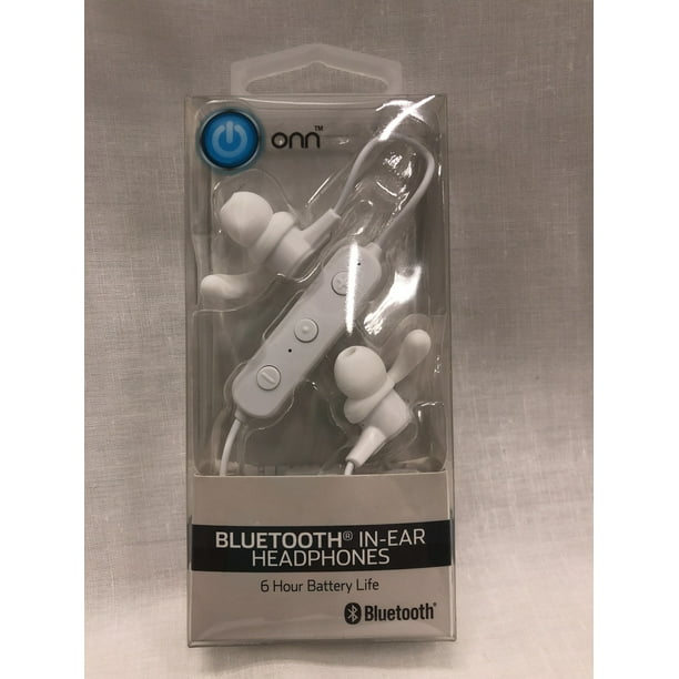 onn. Bluetooth In-Ear Headphones with Micro-USB Charging Cable, White ...