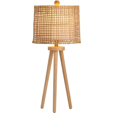 Rectangular Shade Table Lamp With Wood & Metal Base Set of 2, Natural ...