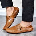 Men's Hollow Cutout Leather Loafer Sandals Breathable Closed Toe Slip ...