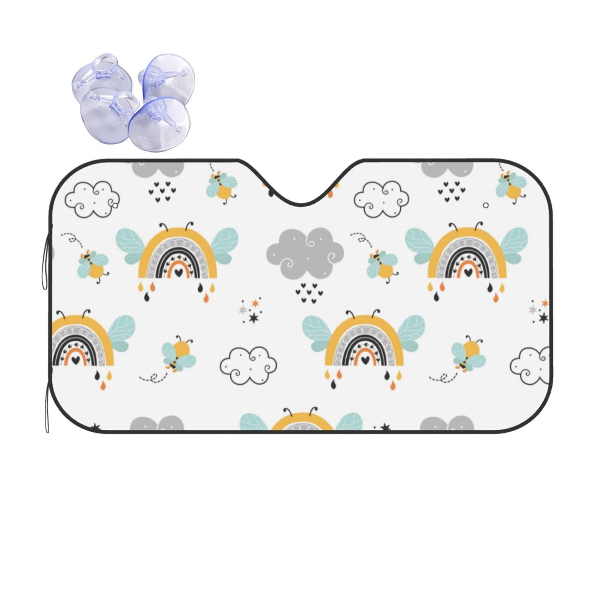 XMXY Car Sun Shade Windshield, Cartoon Rainbow Cloud Doodle Automotive ...