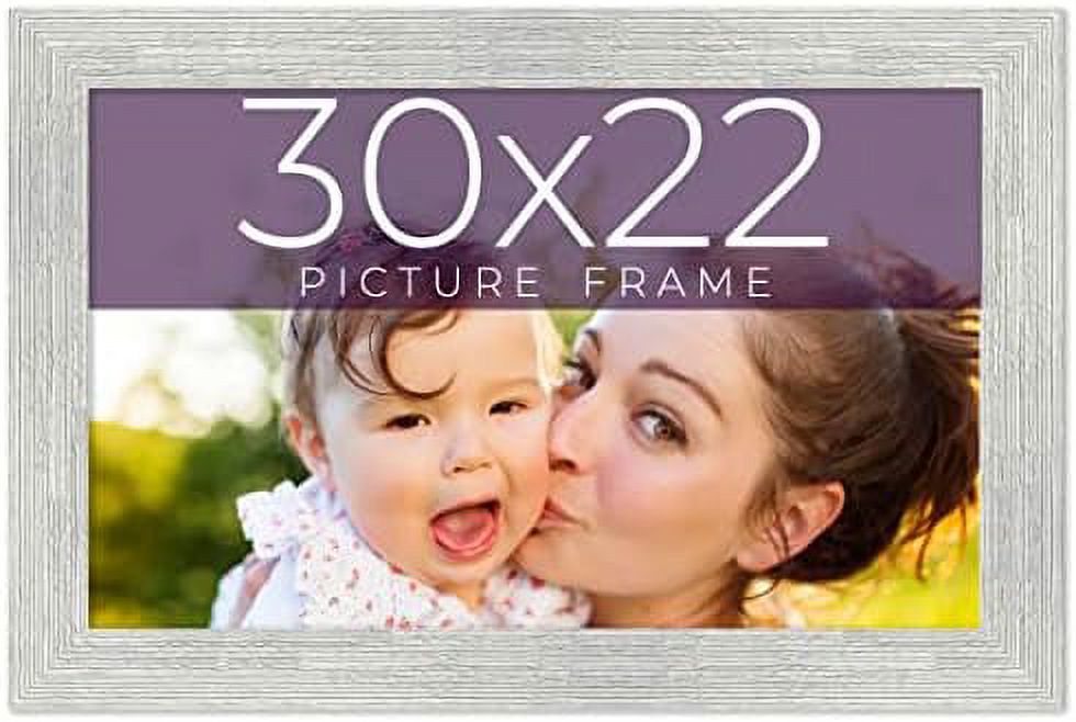 30X22 Frame Barnwood White Solid Wood Picture Frame Width 1.5 Inches ...