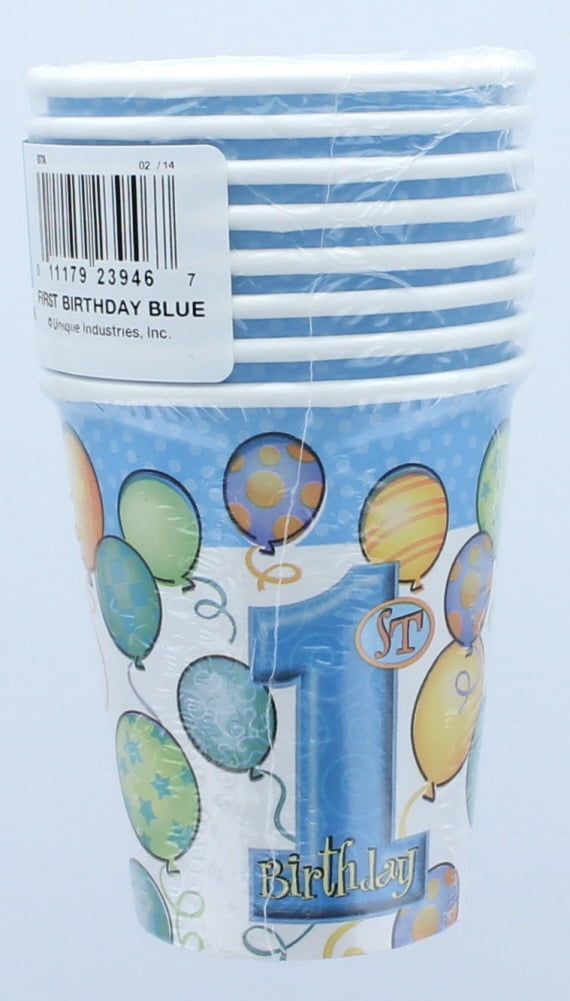 9oz Paper Blue Balloons 1st Birthday Cups, 8ct - Walmart.com - Walmart.com