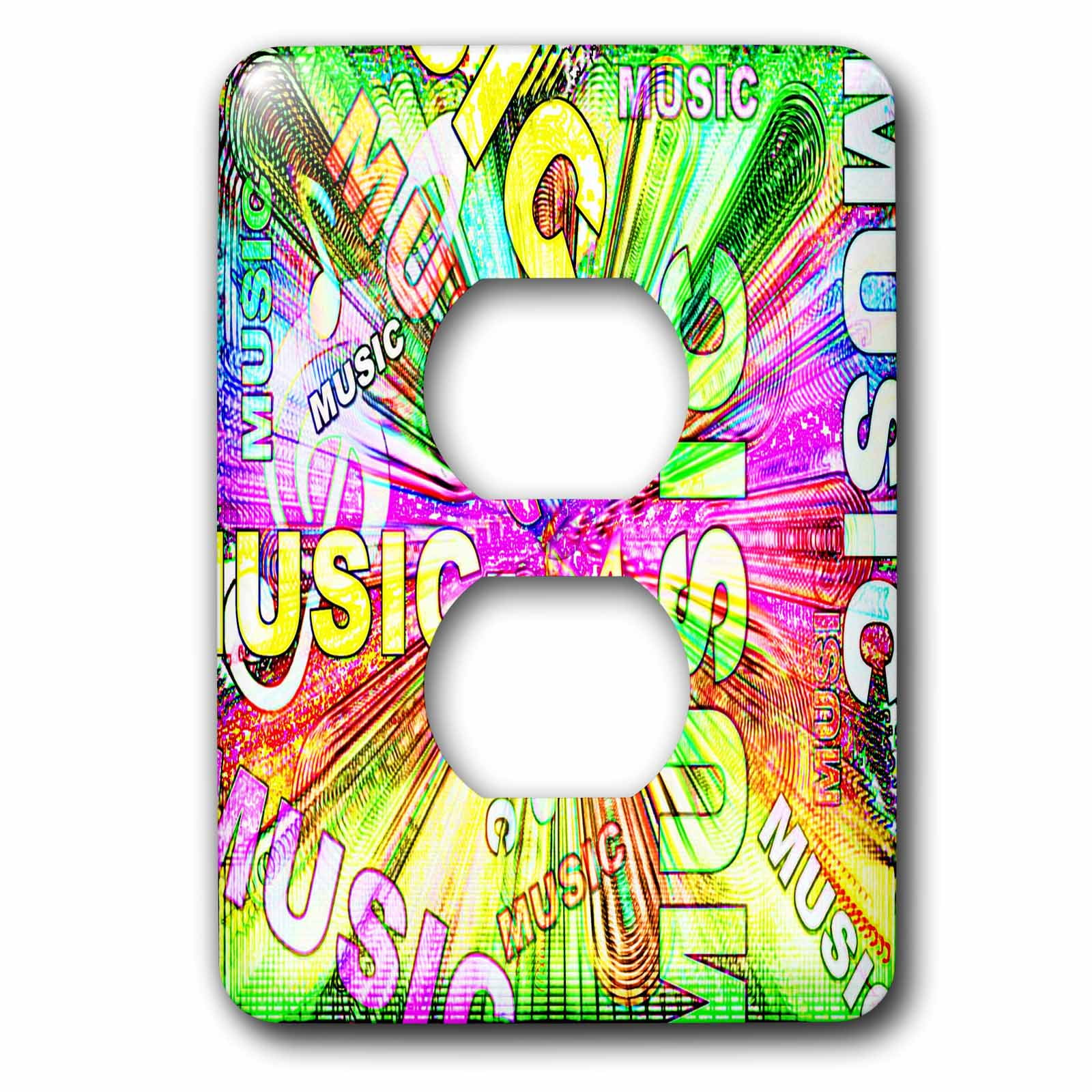Music collage with lots of colors and music notes 2 plug outlet cover ...