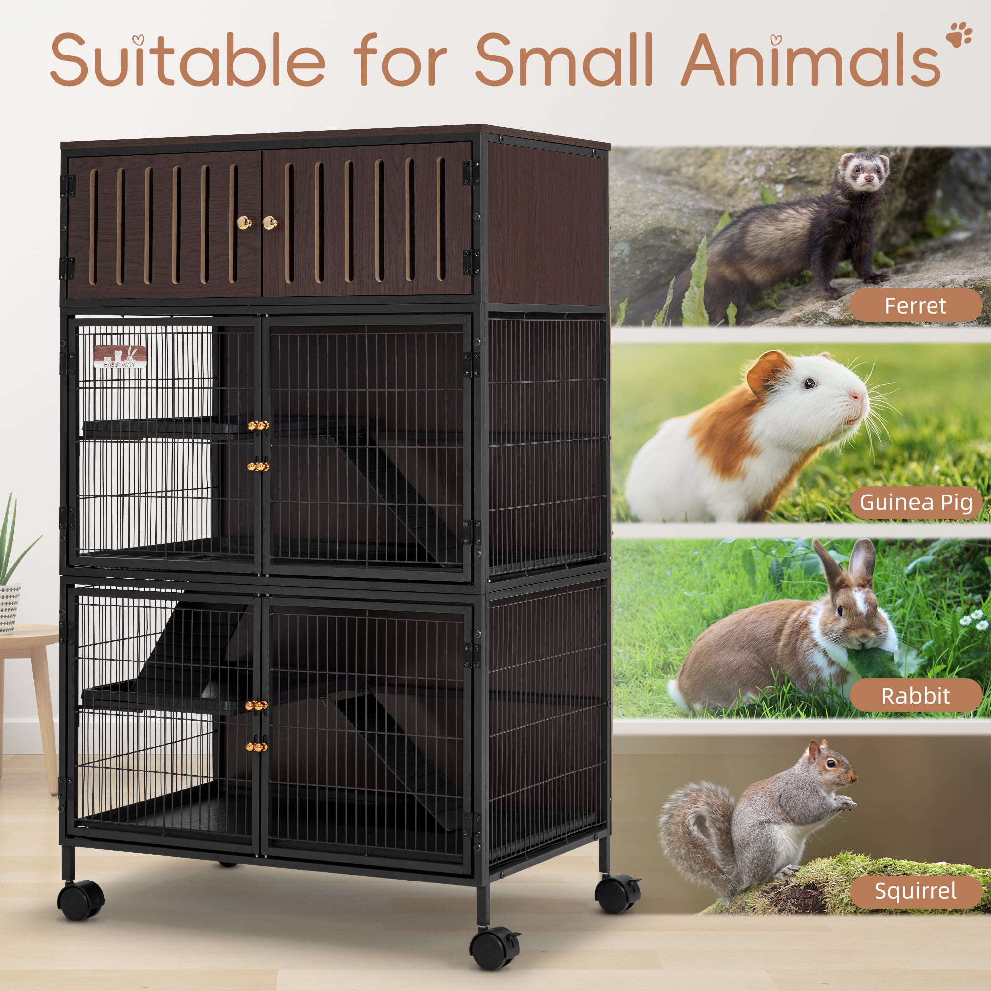 Chinchilla Cage Large Guinea Pig Cage,5 Levels Wooden Ferret Cage With ...