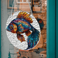 Acrylic Round Hanging Ornament Fish Mosaic Stained Glass Style 1 Pack ...