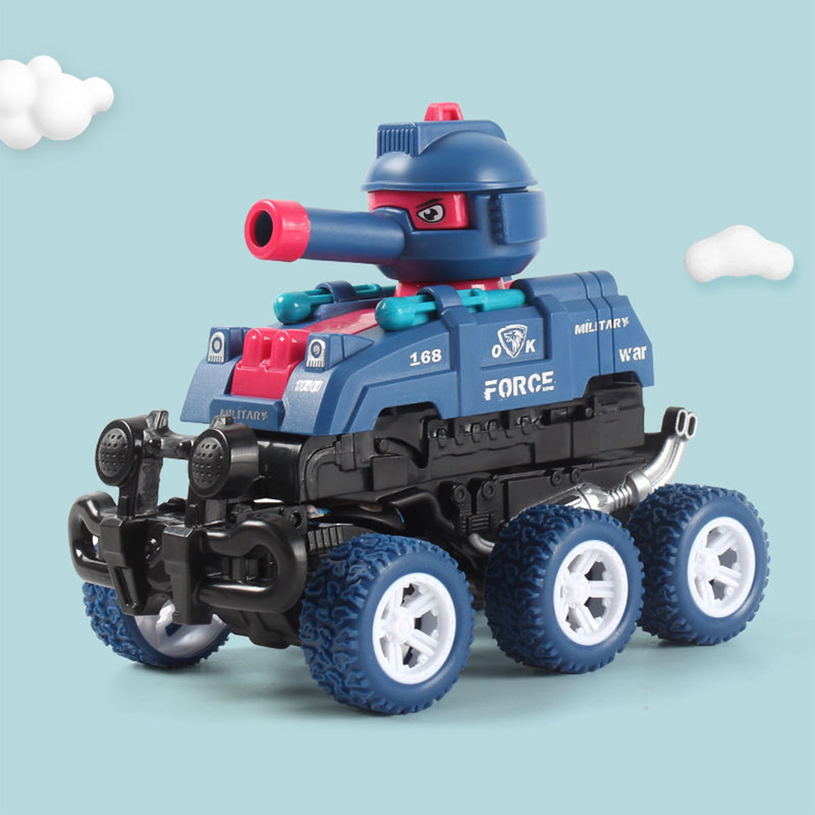 HIMIWAY Toys Collision Deformation Can Tank Car Six Wheel Off-Road ...